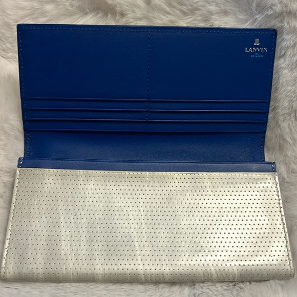 Lanvin | Bags | Lanvin En Bleu Perforated Patentleather Long Bifold ...